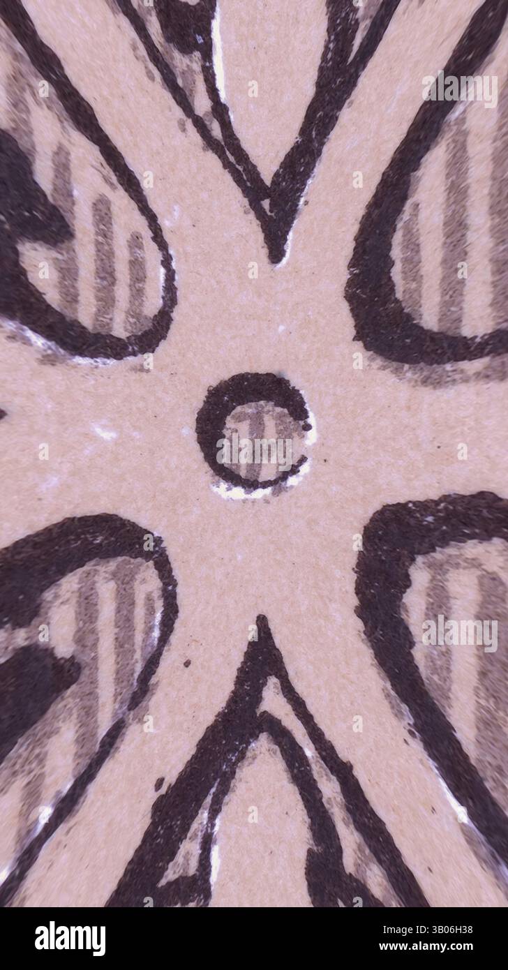 An abstract design featuring a central circular shape surrounded by ...