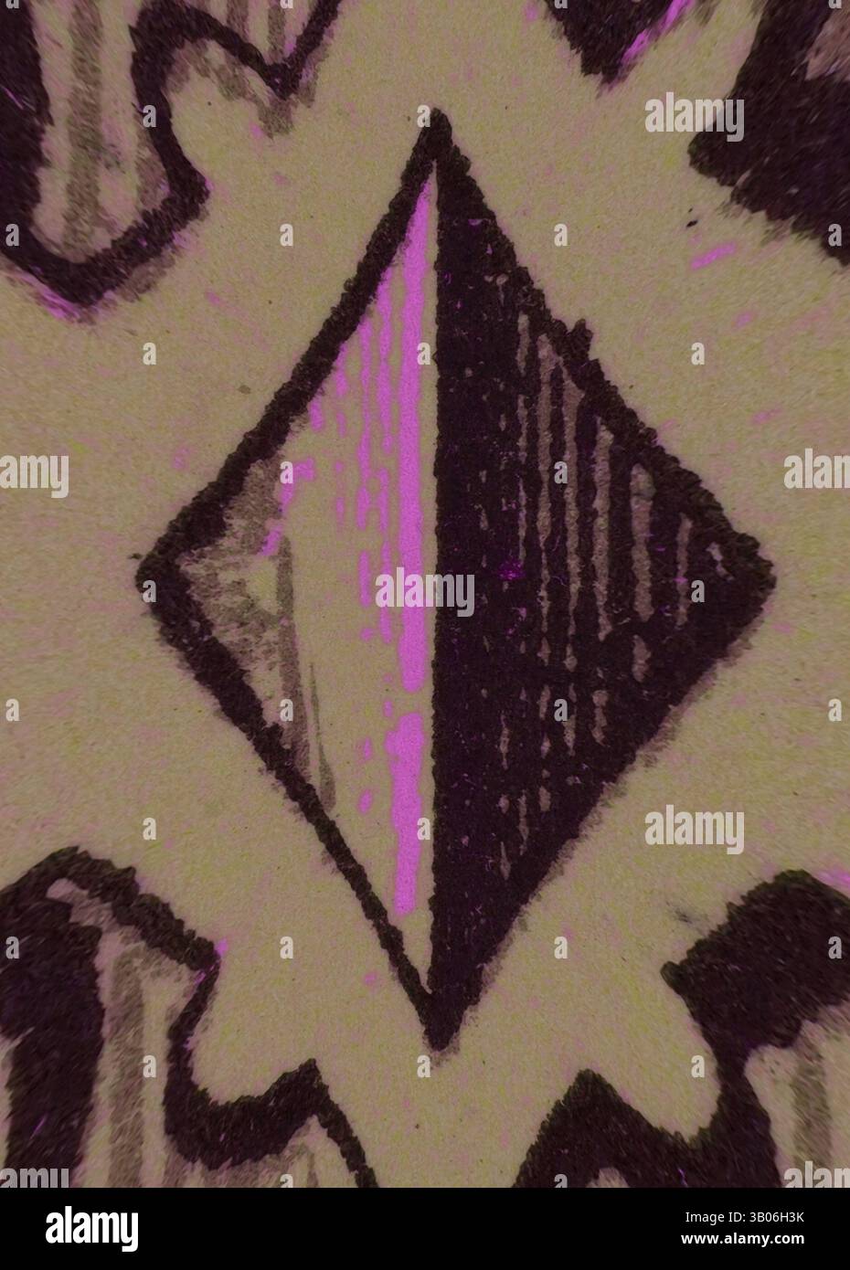 A stylized diamond shape creates a striking contrast, with bold lines ...