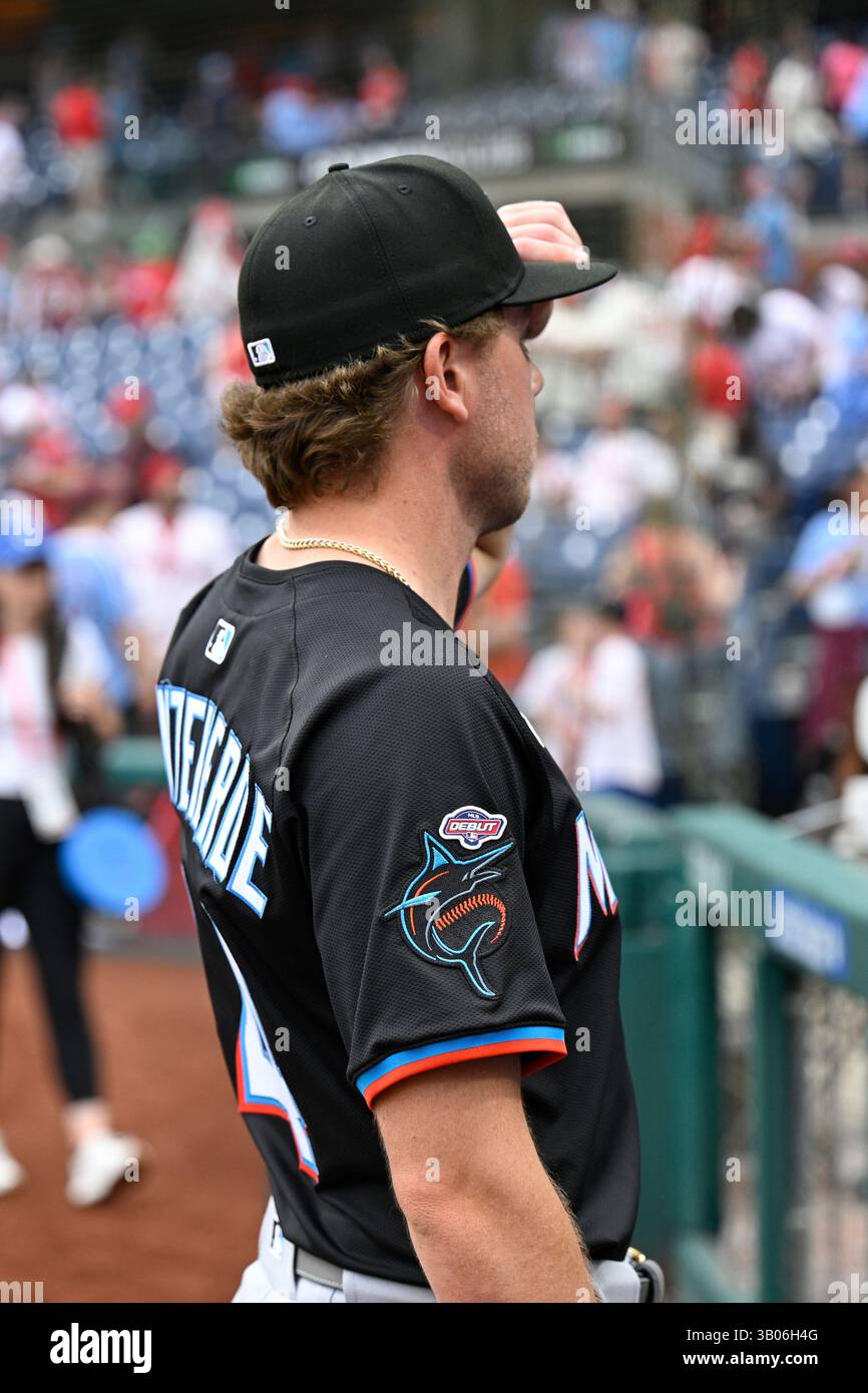 PHILADELPHIA, PA - APRIL 19: Miami Marlins pitcher Patrick Monteverde ...