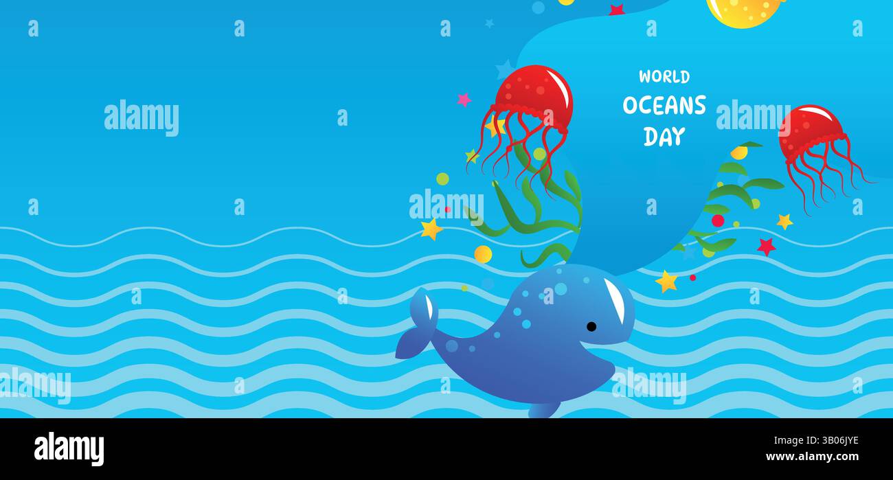 World Ocean Day Marine Life Awareness Illustration Stock Vector Image & Art - Alamy