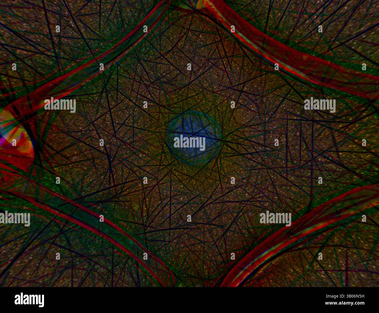 A complex web of interwoven lines and patterns creates a mesmerizing ...