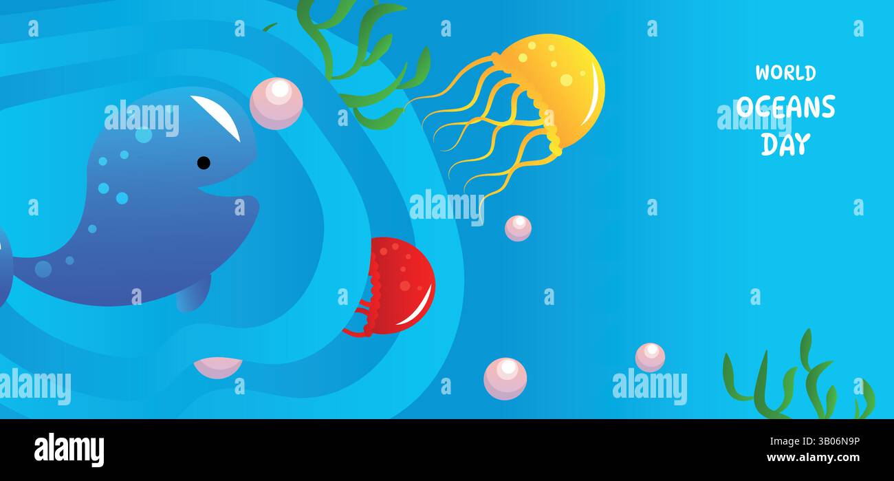 World Ocean Day Marine Life Awareness Illustration Stock Vector Image & Art - Alamy