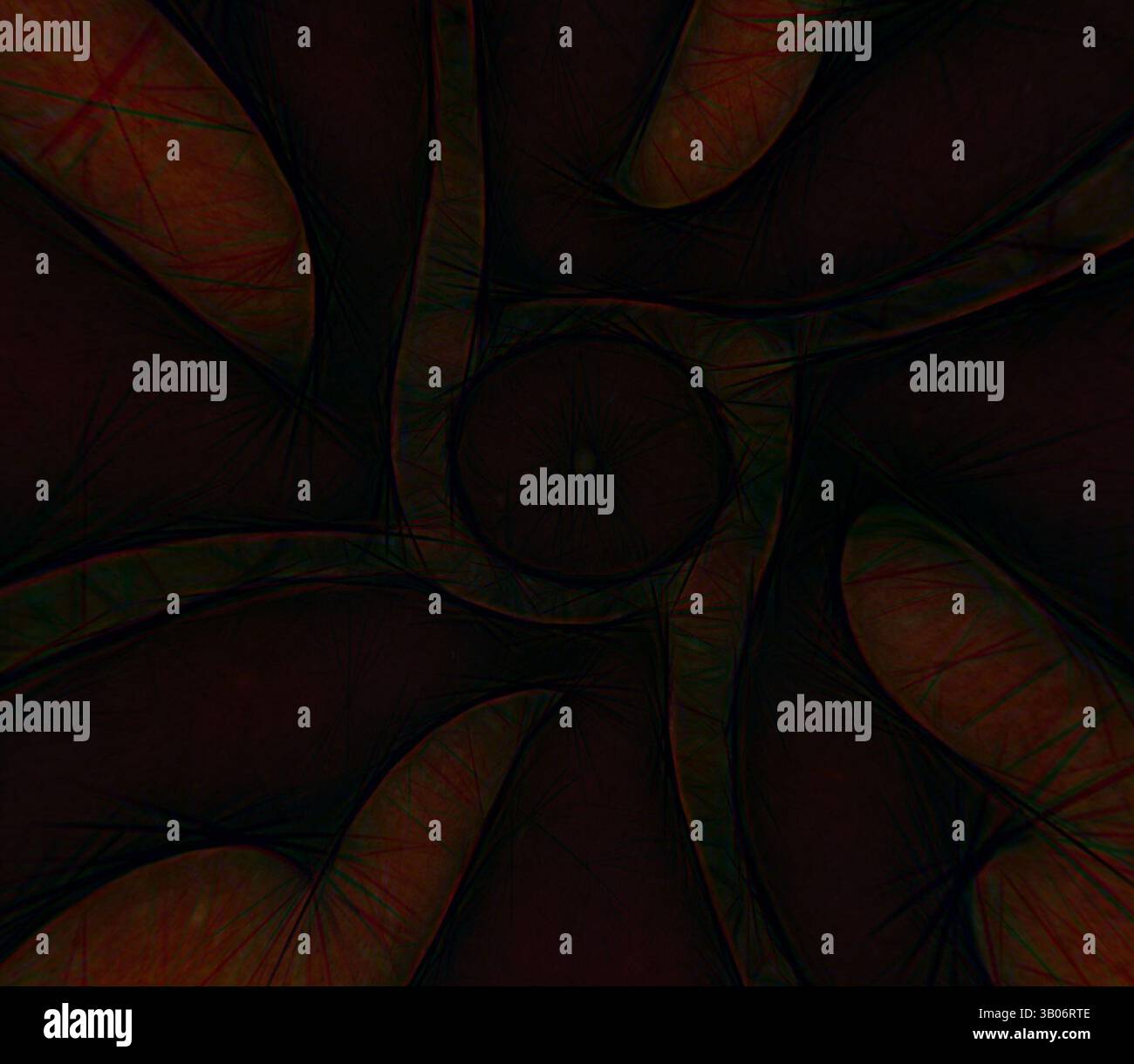 An abstract composition featuring swirling forms and intricate patterns ...