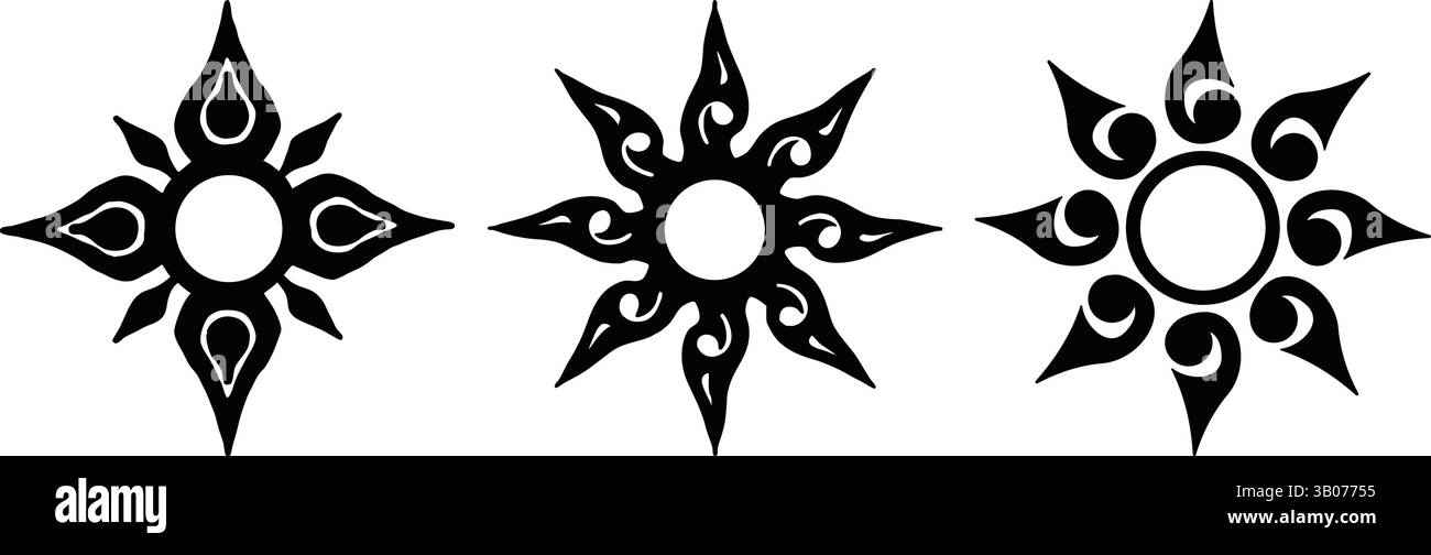 Tribal Sun Designs - Abstract Solar Symbols and Decorative Art Stock ...