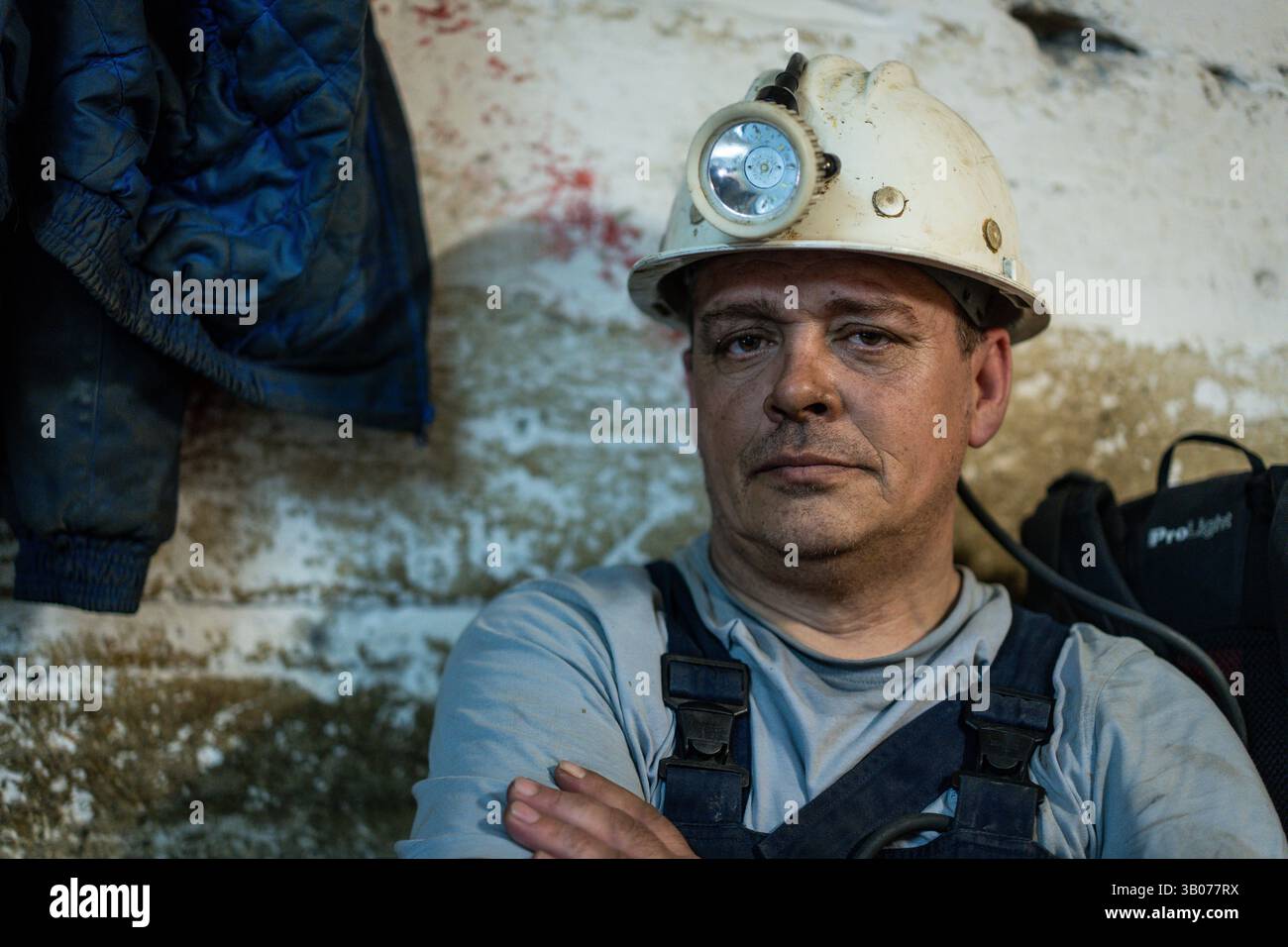 Miners work at Trepca mining complex, in Kosovo A miner rests at Trepca ...