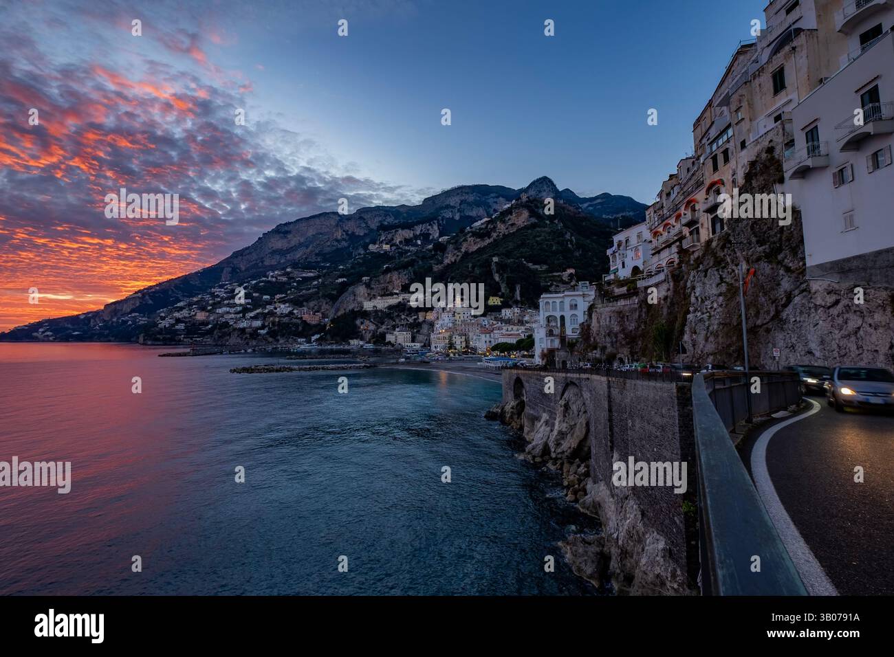 Travel in Italy ,view of beautiful Amalfi town, in the Costiera ...