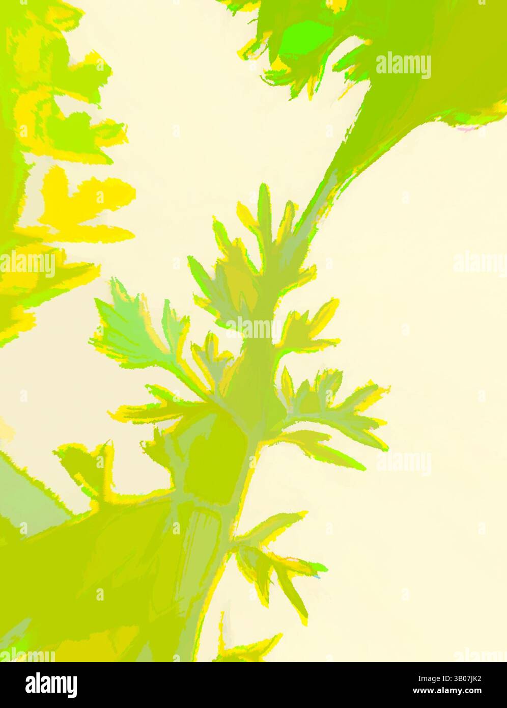 A vibrant, abstract representation of a plant's stem and leaves ...