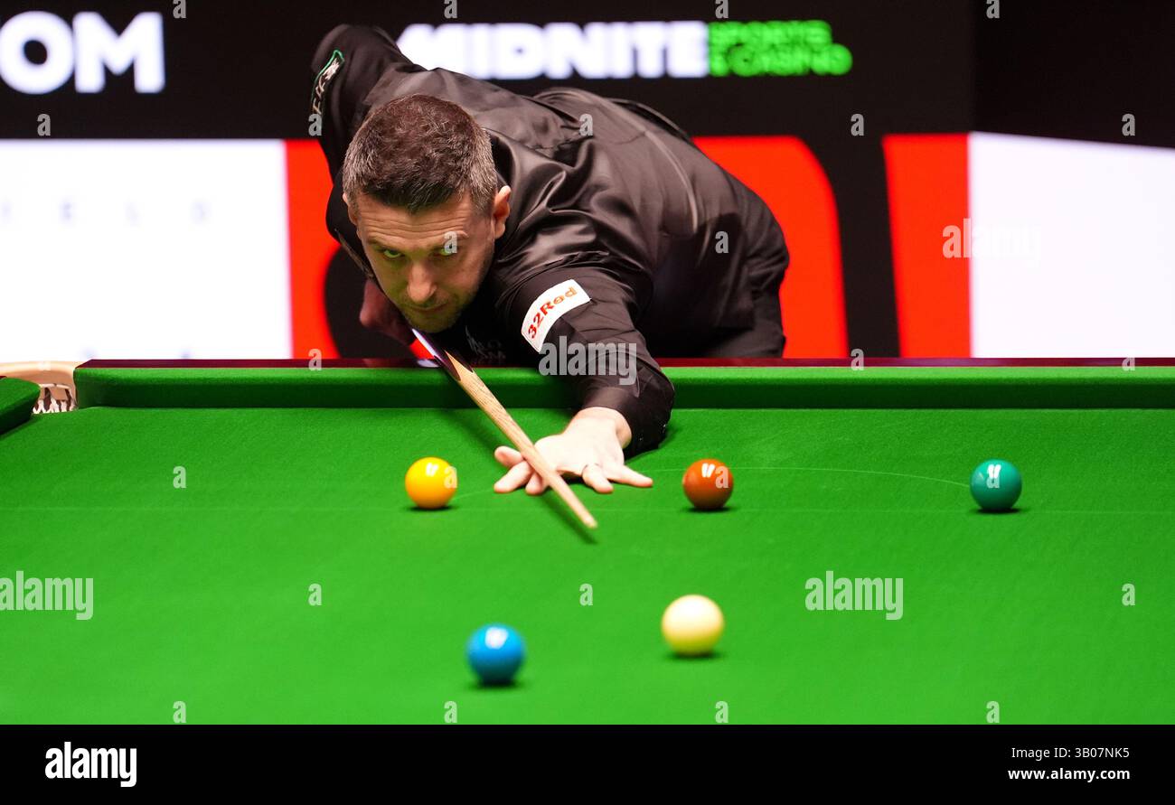 Mark Selby in action during his match against Ben Wollaston, on day ...