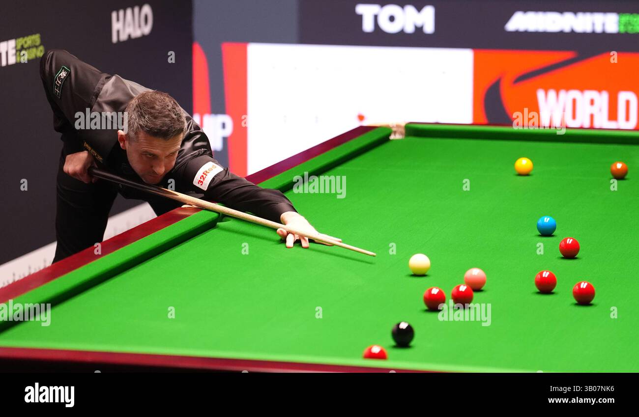 Mark Selby in action during his match against Ben Wollaston, on day ...