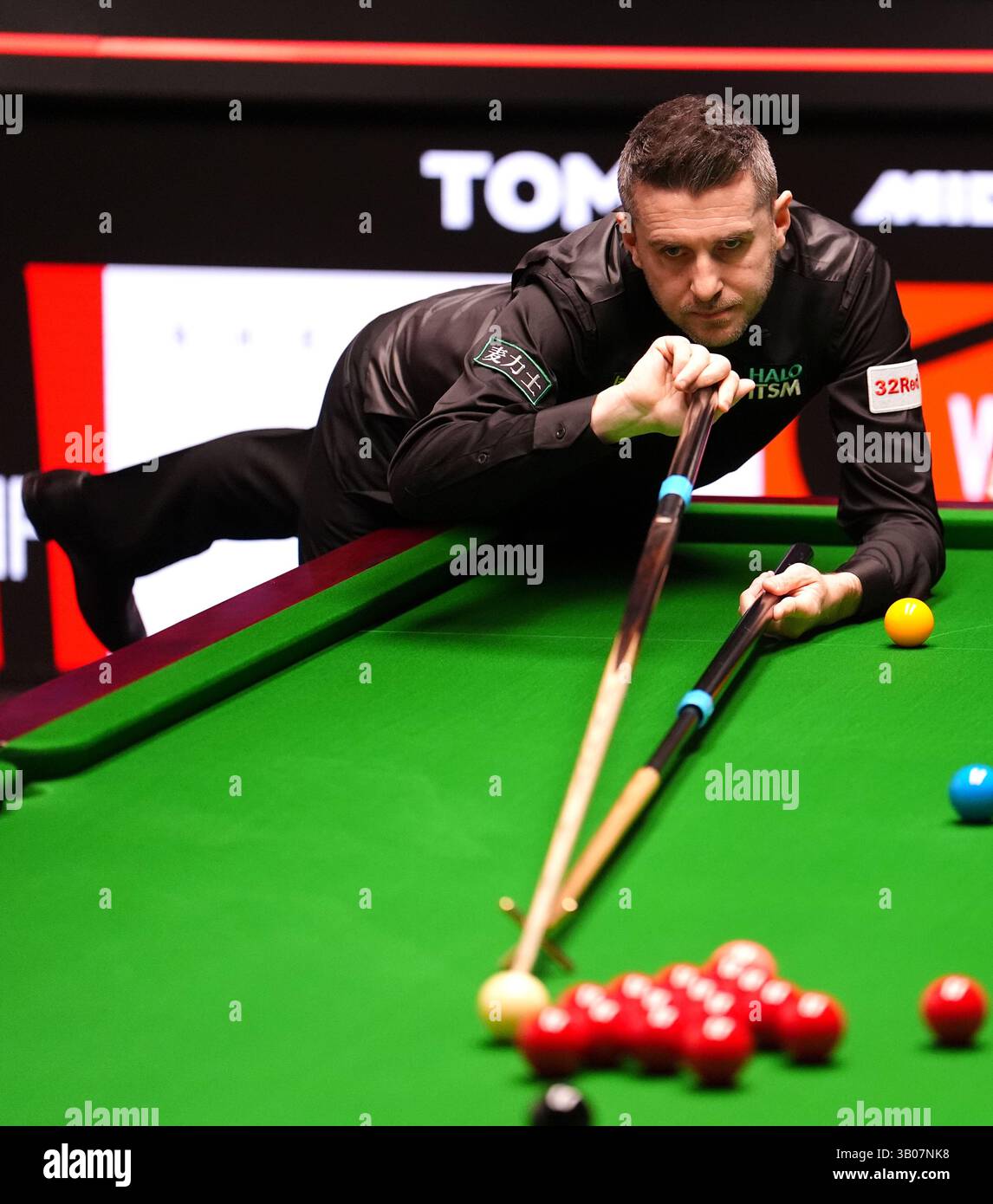 Mark Selby in action during his match against Ben Wollaston, on day ...