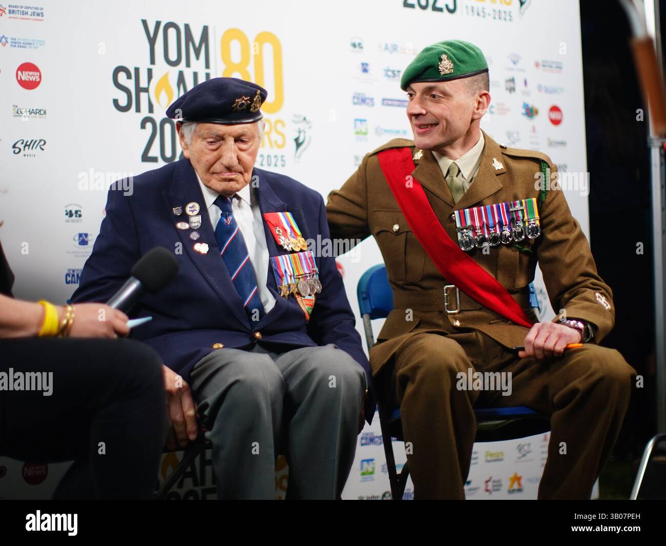 100-year-old Normandy Veteran and Belsen Liberator Mervyn Kersh (left ...