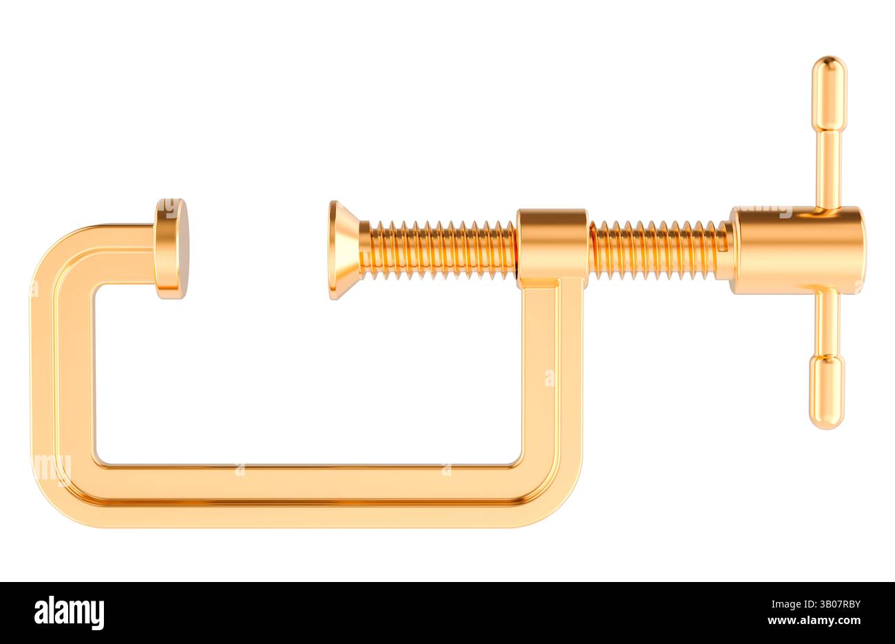 Golden C-Clamp, 3D rendering isolated on white background Stock Photo ...