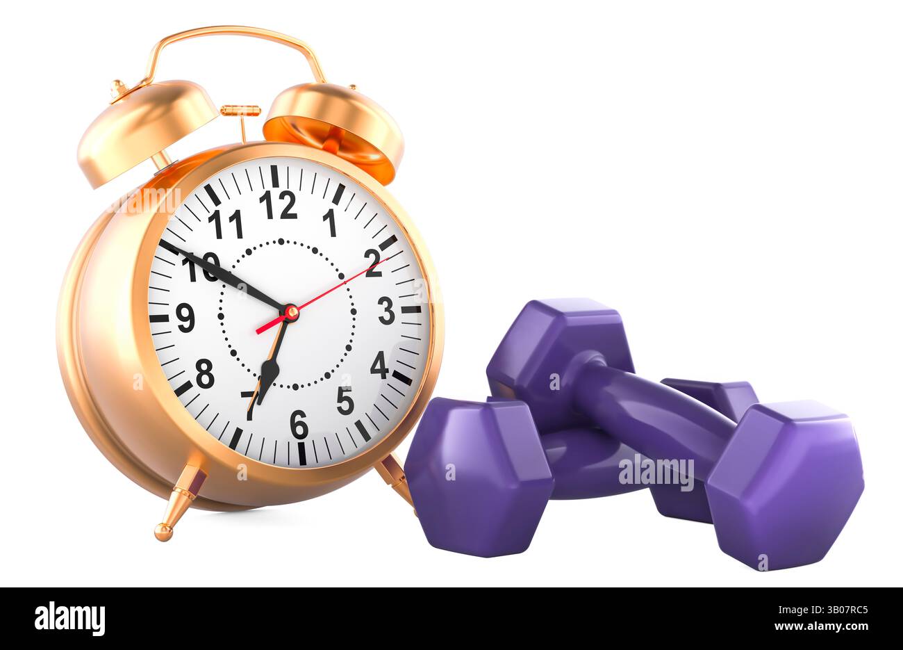 Fitness time, concept. Purple Dumbbells for Strength Training with ...