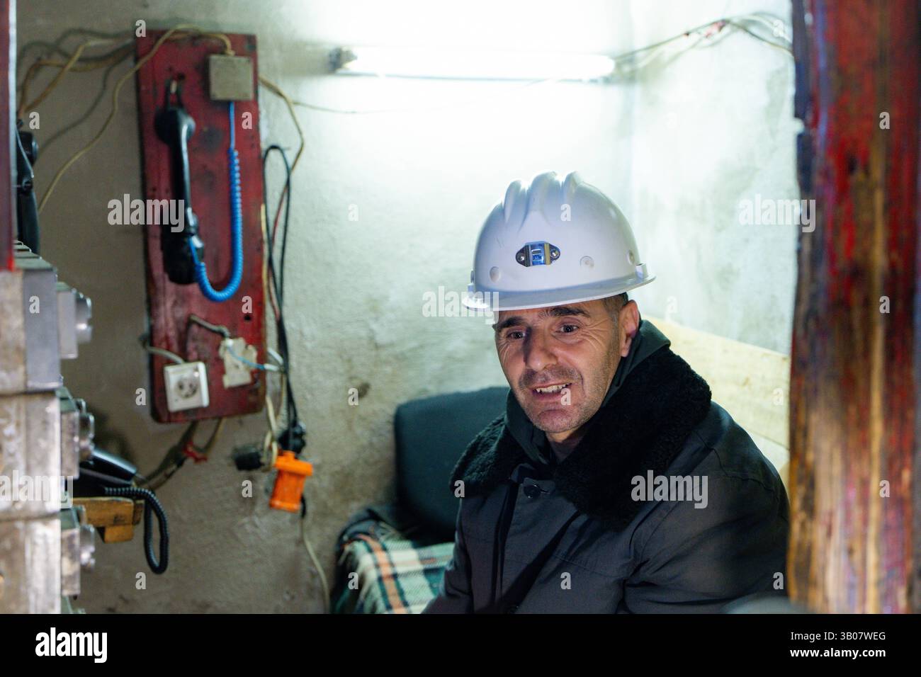 Miners work at Trepca mining complex, in Kosovo A miner sits at Trepca ...