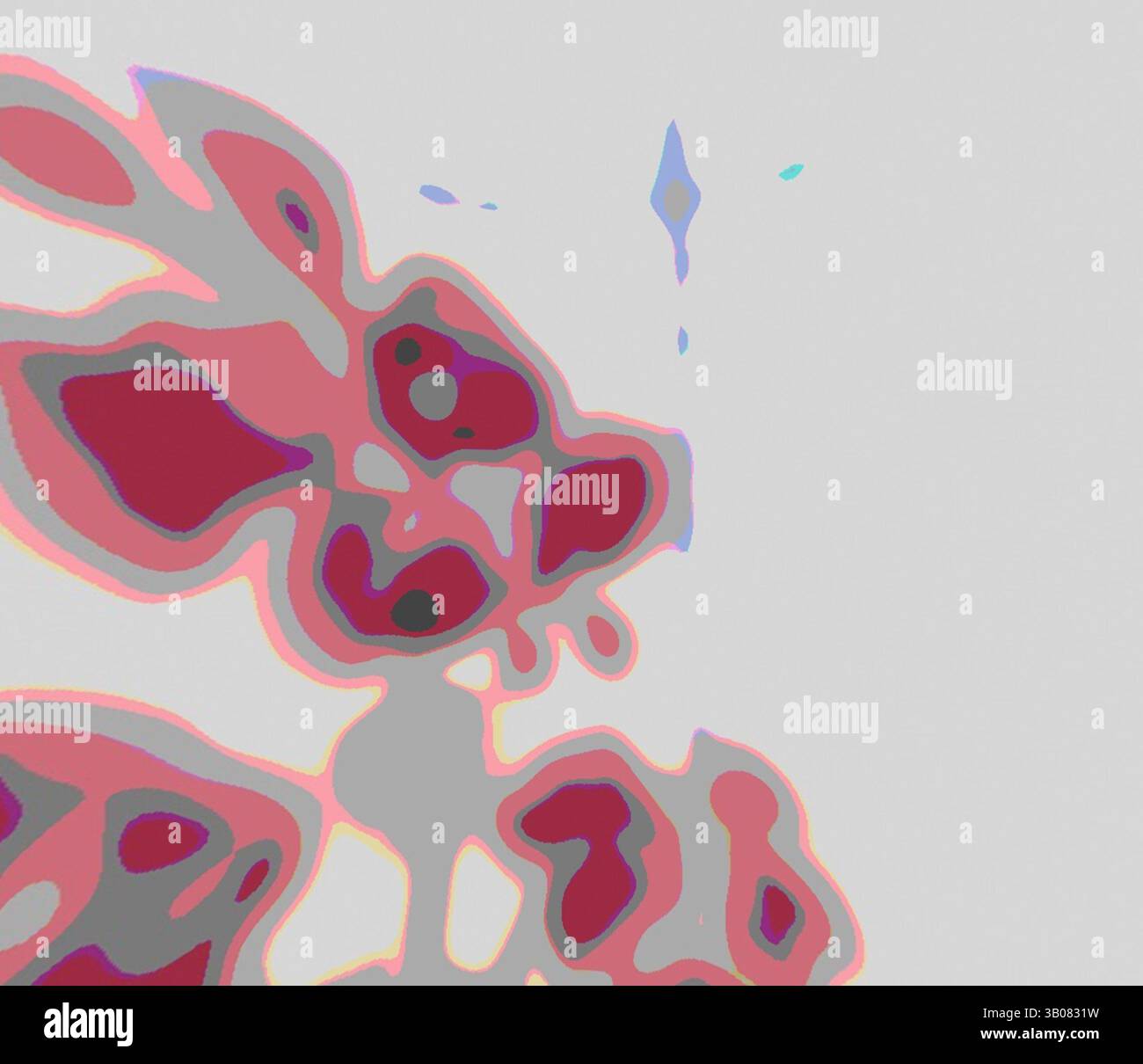 A vibrant abstract composition featuring organic shapes and flowing ...