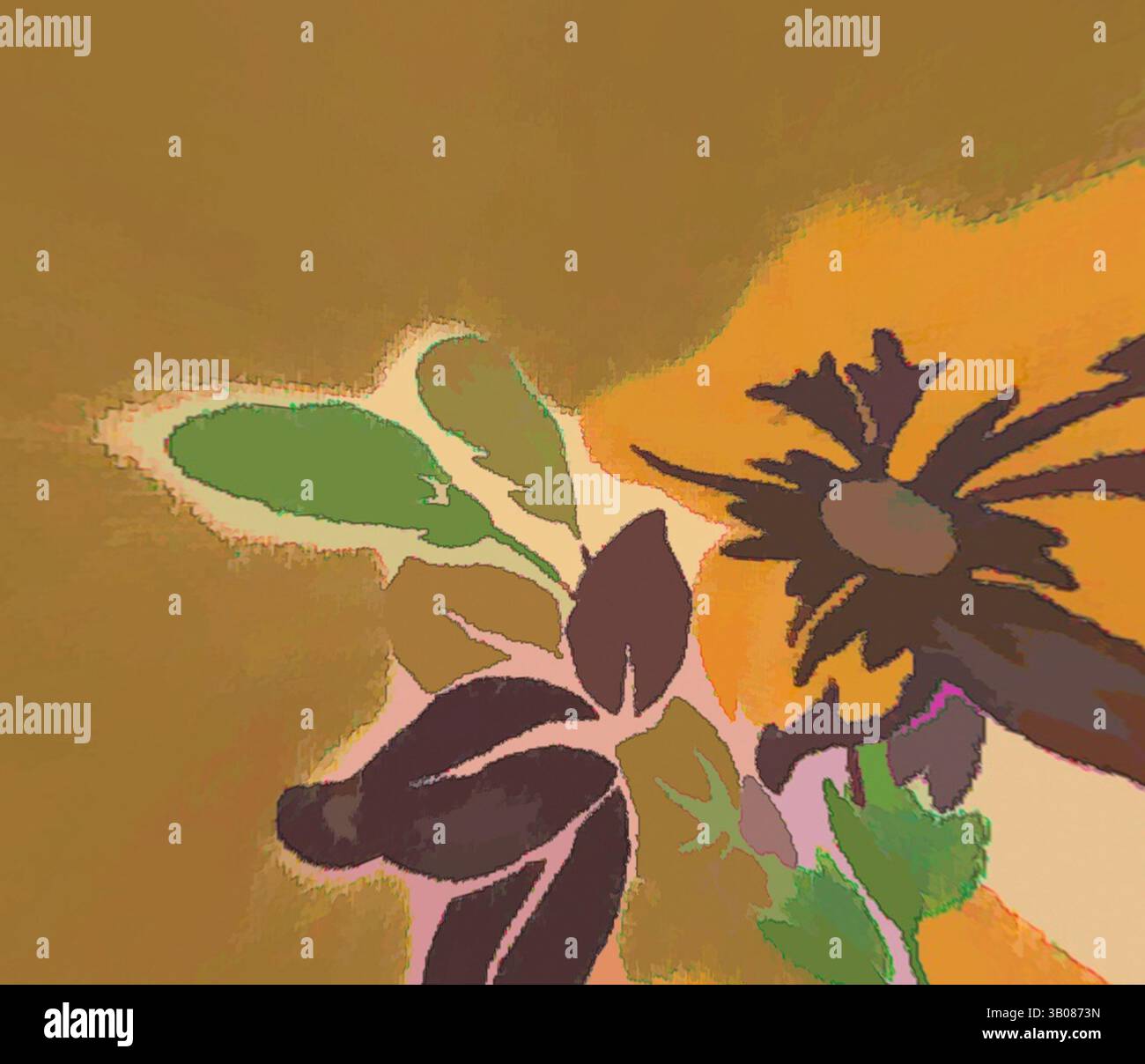 A vibrant burst of abstract floral shapes in various shades of green ...