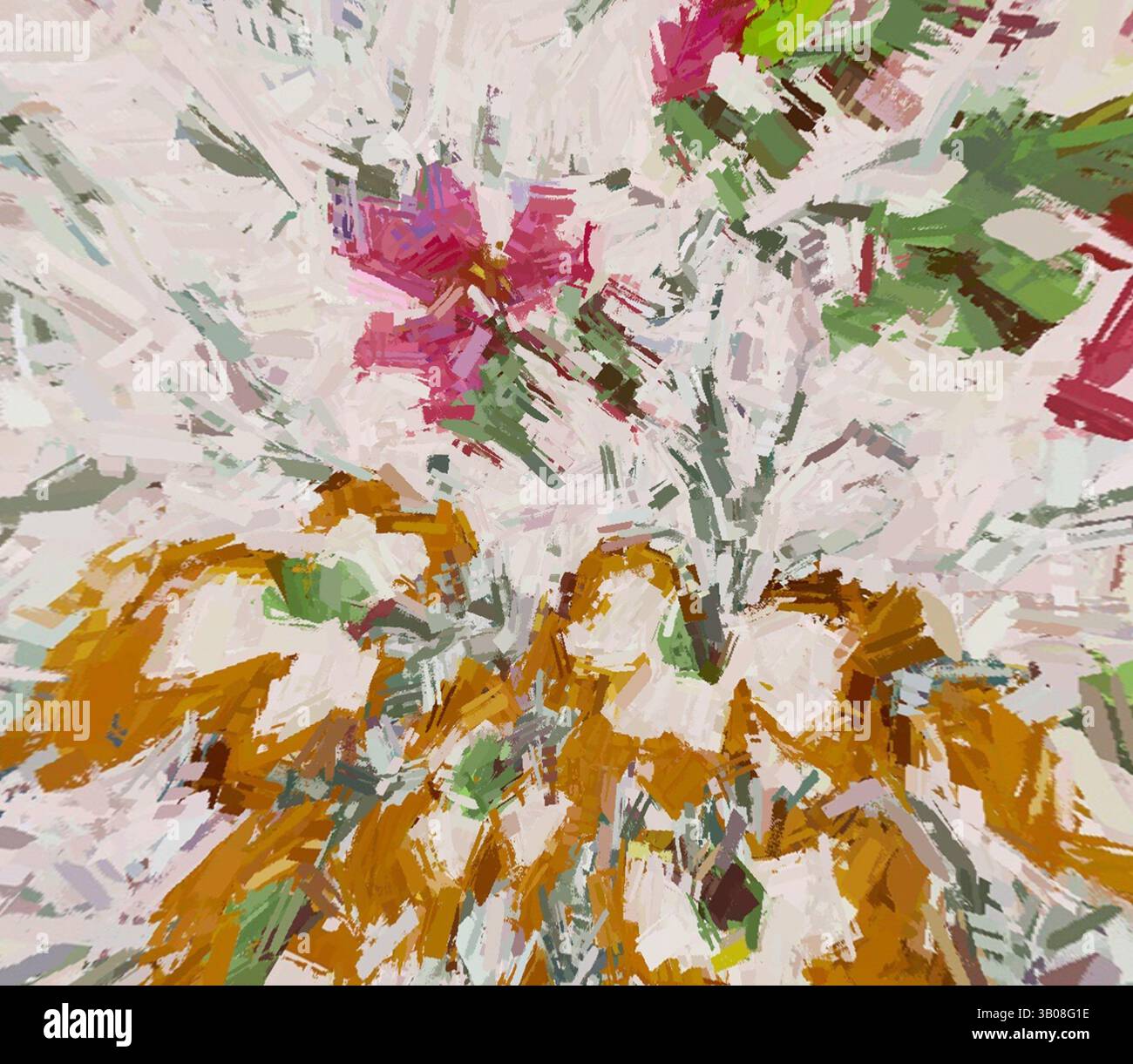 Abstract representation of vibrant flowers in shades of pink hi-res ...