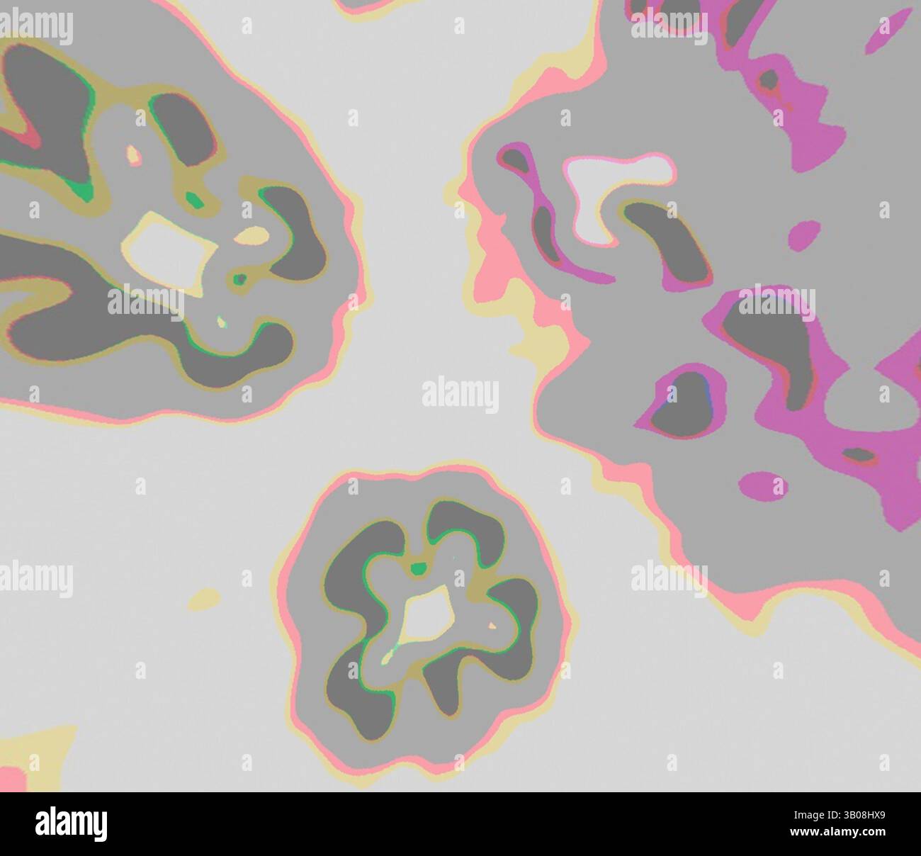 An abstract composition featuring soft, swirling shapes in varying ...