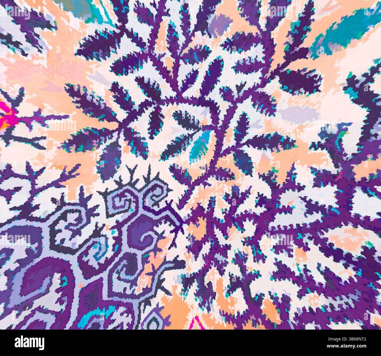An abstract design featuring intricate floral motifs and swirling ...