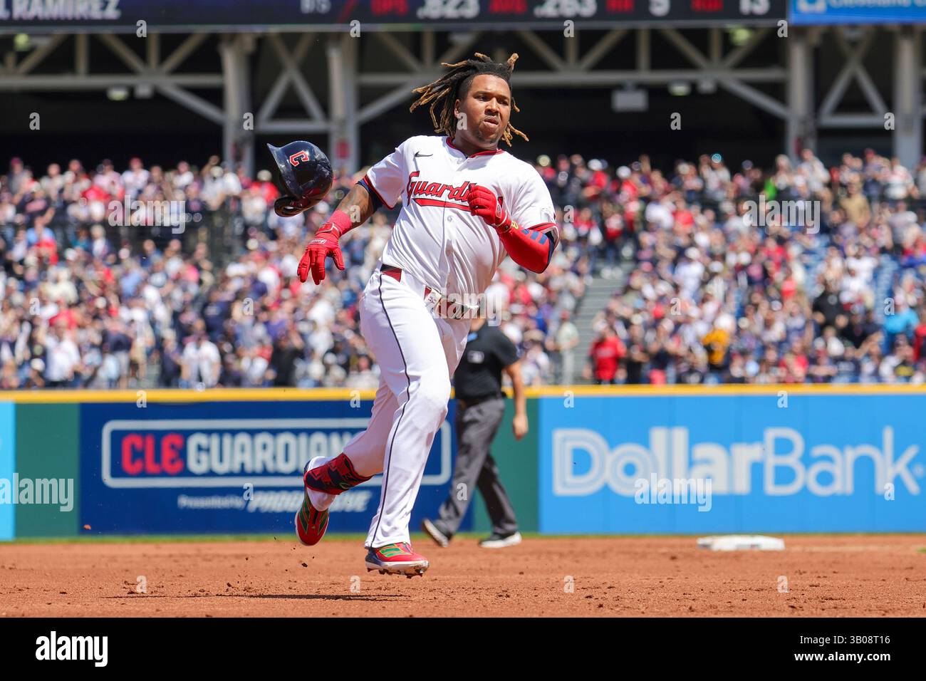 CLEVELAND, OH - APRIL 23: Cleveland Guardians designated hitter Jose ...