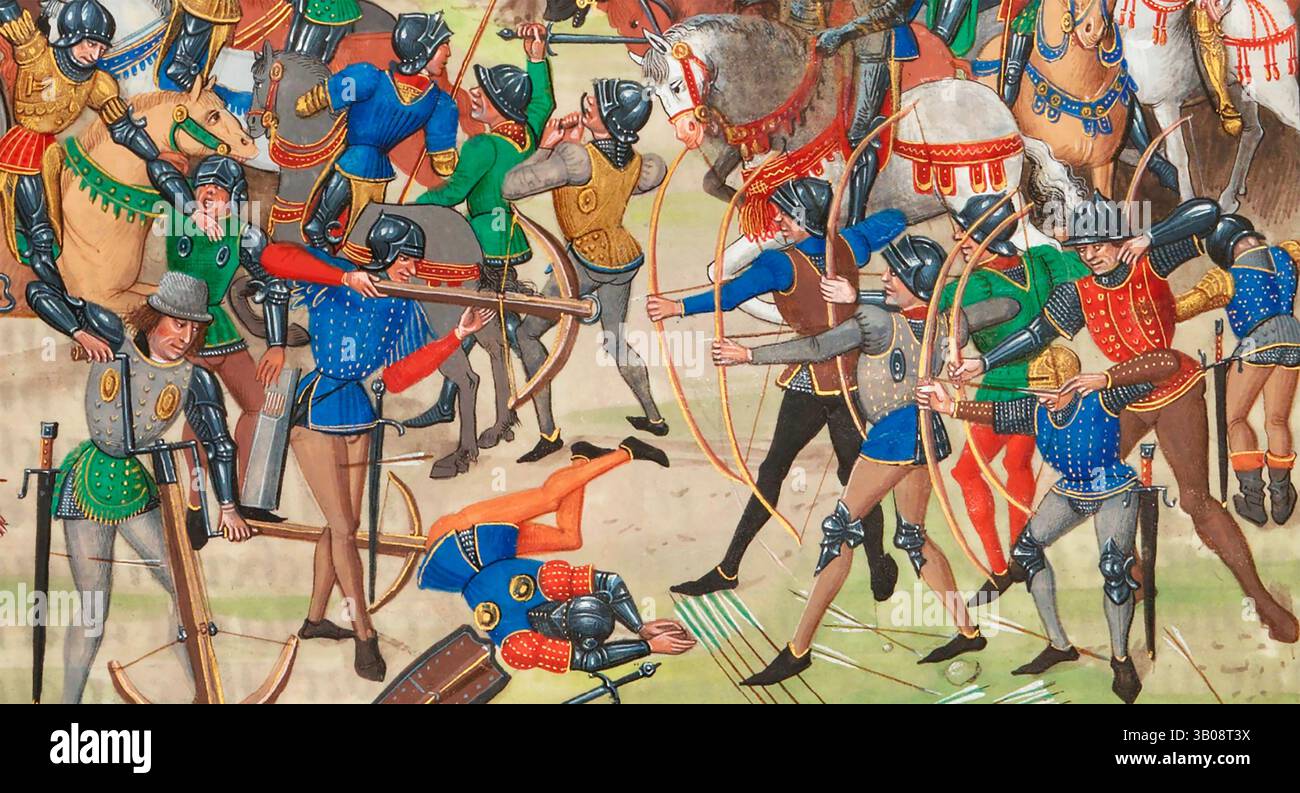 BATTLE OF CRECY 26 August 1346 Detail of a 15th Century illuminated ...