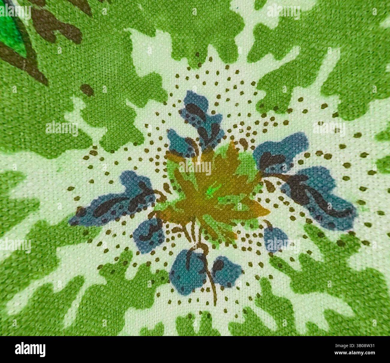 A vibrant floral pattern featuring shades of green and blue, with ...