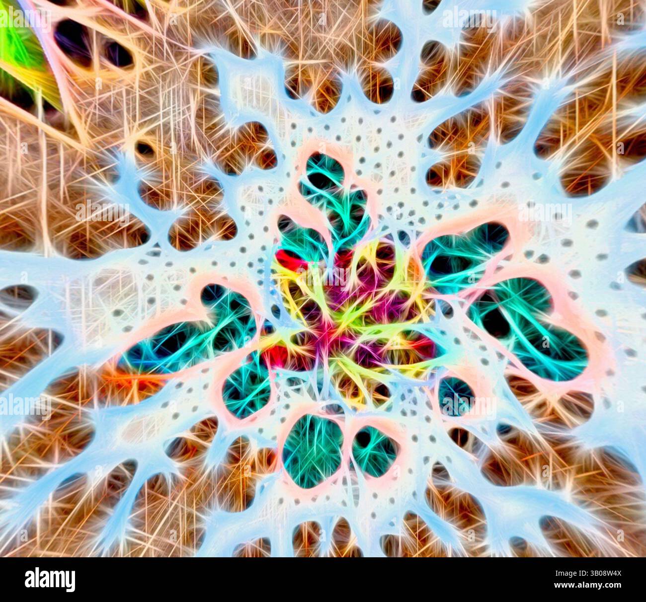 An abstract representation of vibrant colors and intricate patterns ...