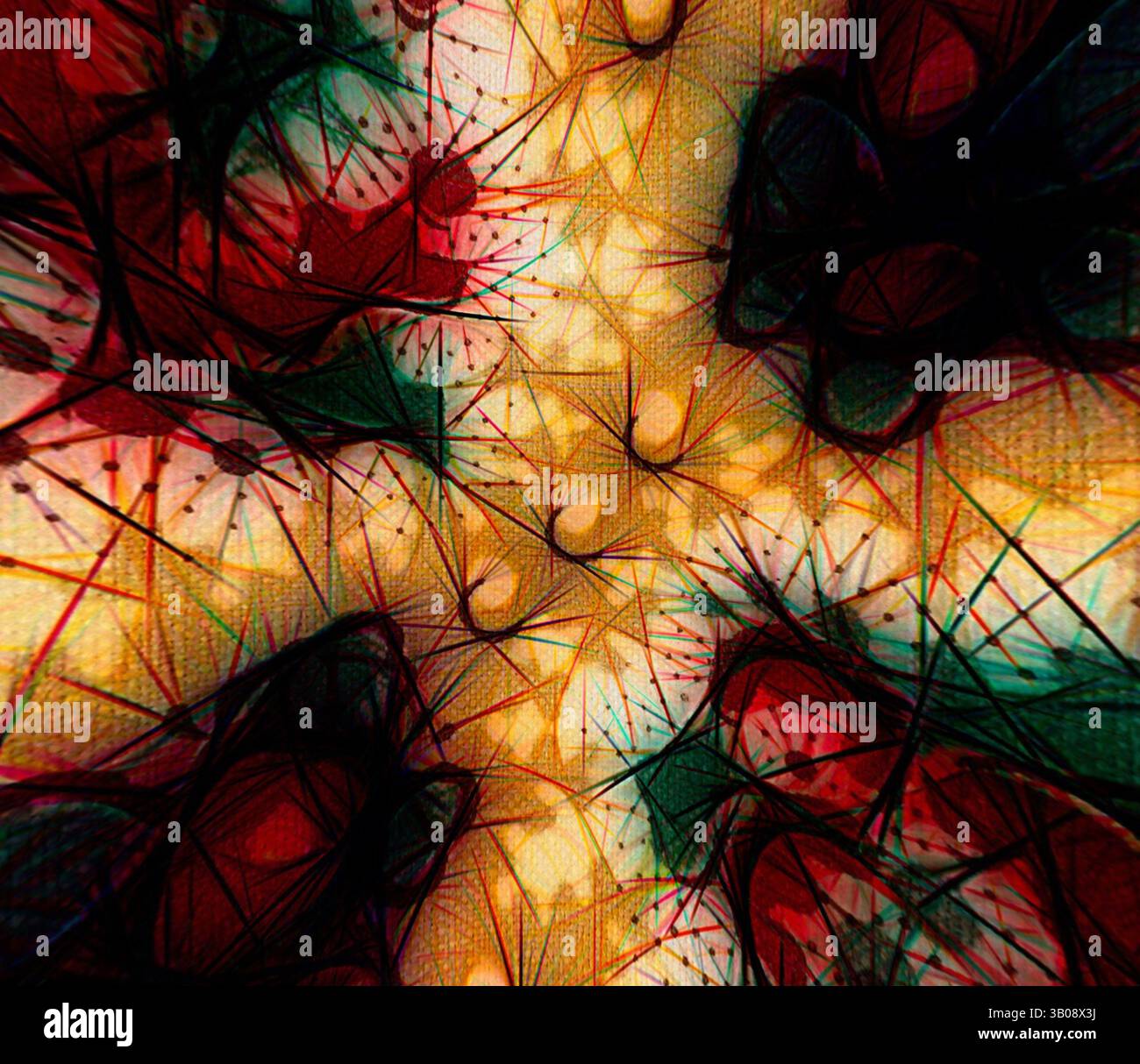 A vibrant, intricate pattern bursts with color and texture, showcasing a dazzling blend of ...