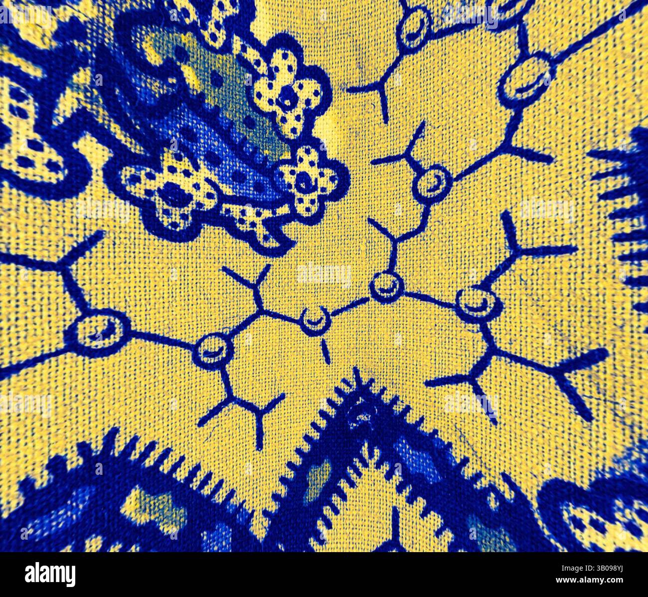 Intricate patterns of interconnected shapes in bold blue hi-res stock ...