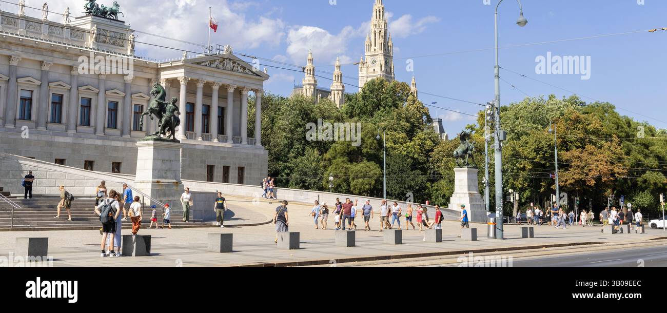 Vienna, Austria - September 7, 2024: Panoramic view of parliament ...