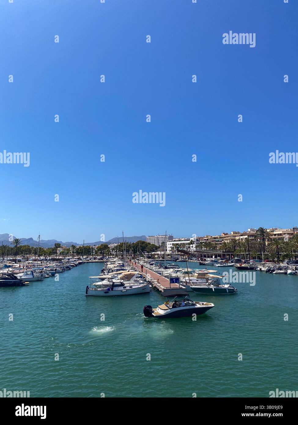 Sunny Mediterranean Marina with Boats and Yachts under Clear Blue Sky ...