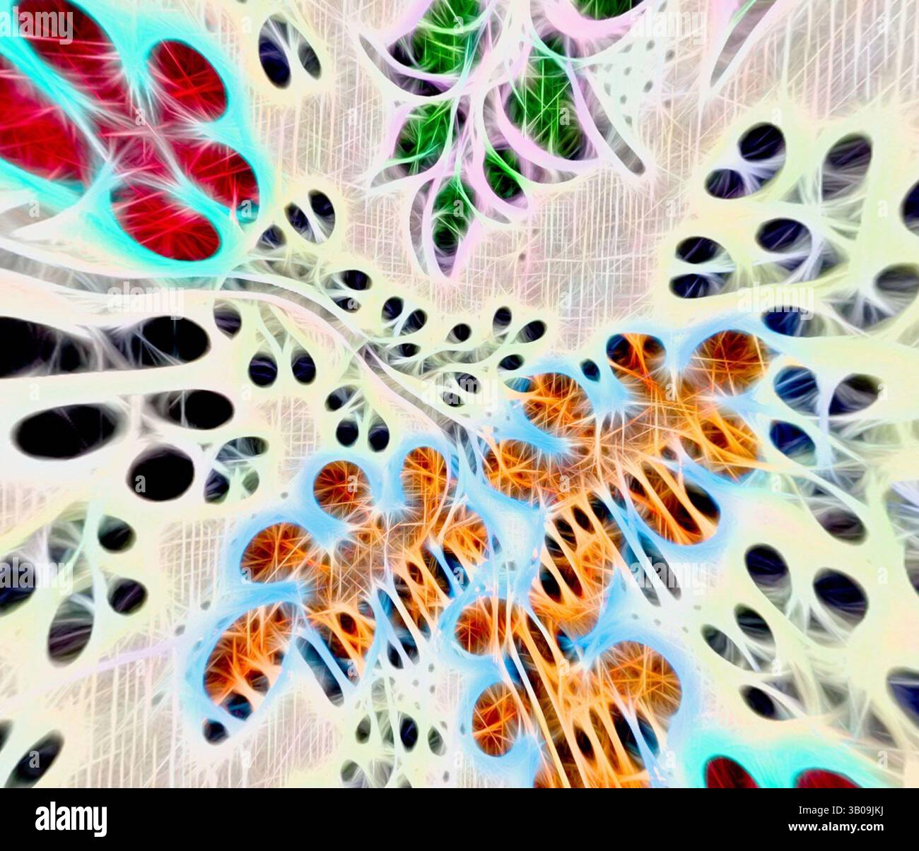 A vibrant, abstract tapestry of swirling colors and intricate shapes ...