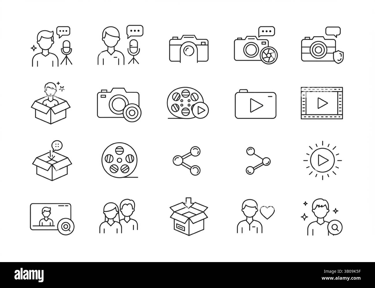 Icons Illustrating Photography, Videography, and Social Media Themes ...