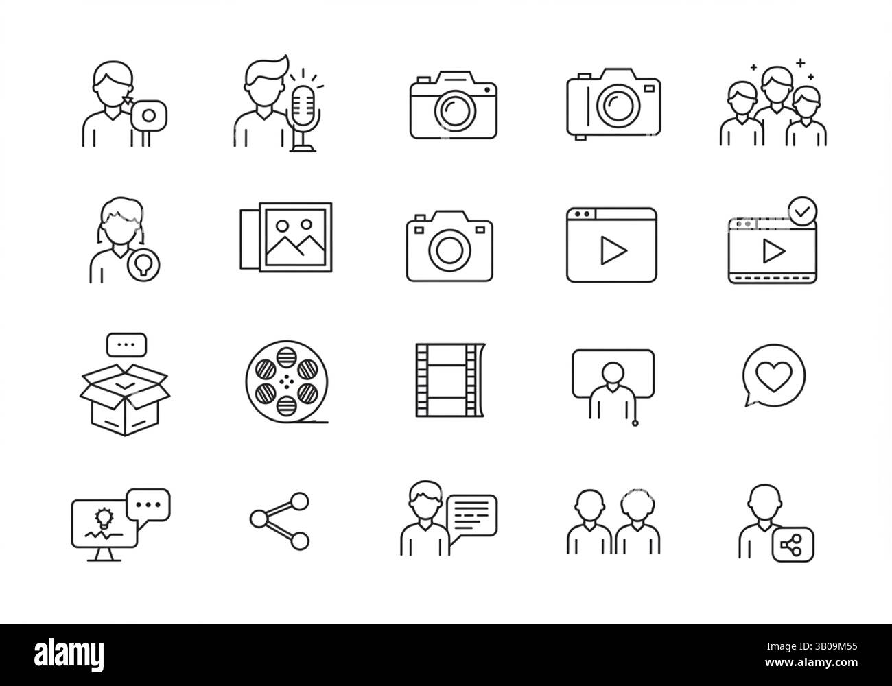 Icons Illustrating Photography, Videography, and Social Media Themes ...