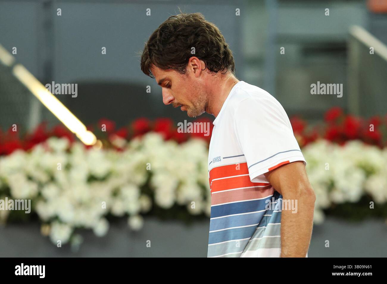 Borna Gojo of Croatia gestures against Gael Monfils of France during ...