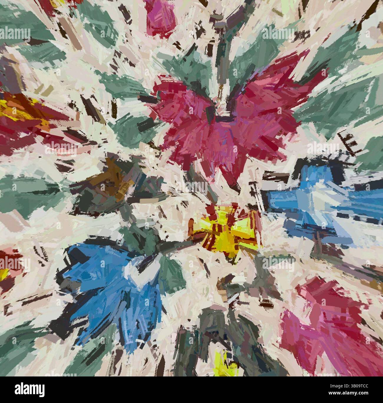 Vibrant explosion of colors showcases bold floral shapes hi-res stock ...