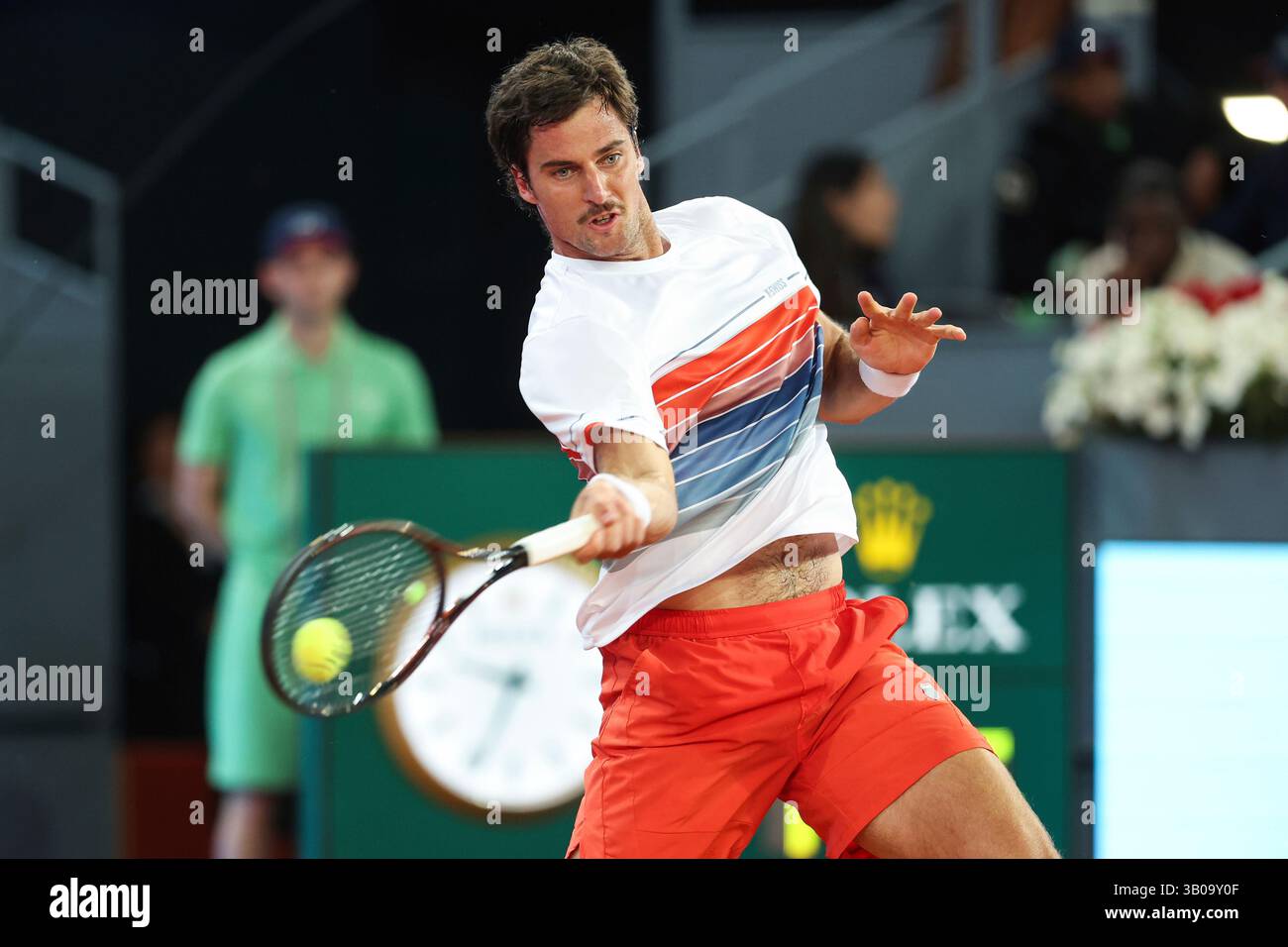 Borna Gojo of Croatia in action against Gael Monfils of France during ...