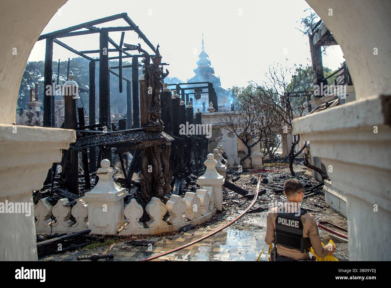 Chiang Mai, Thailand. 23rd Apr, 2025. A police officer is seen at the ...