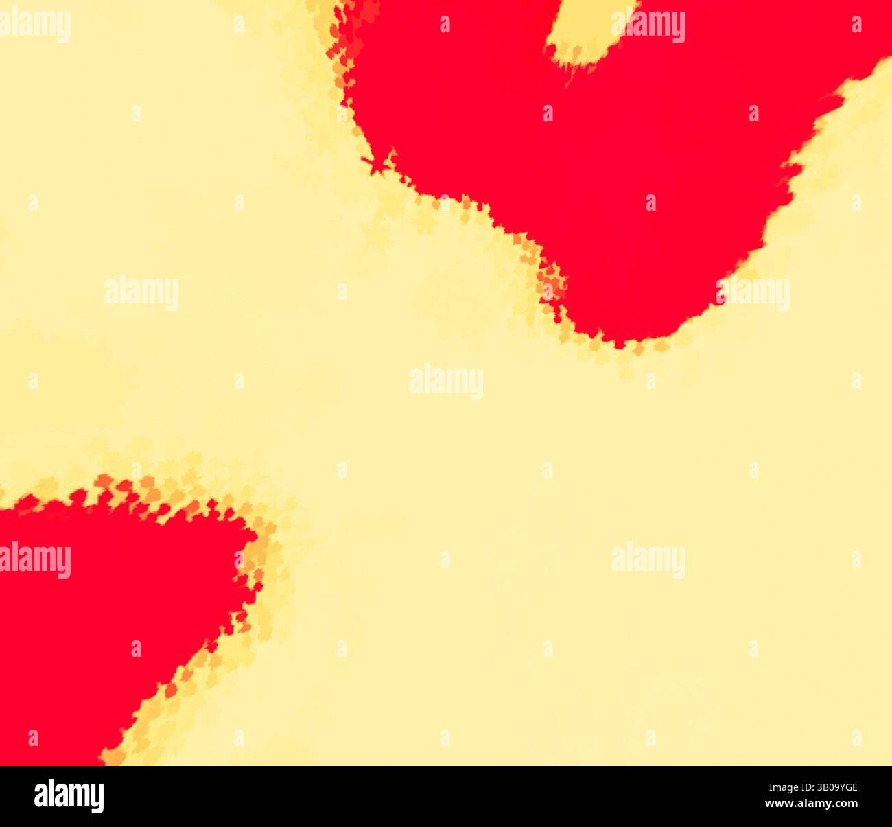 An abstract composition featuring bold splashes of red contrasting ...