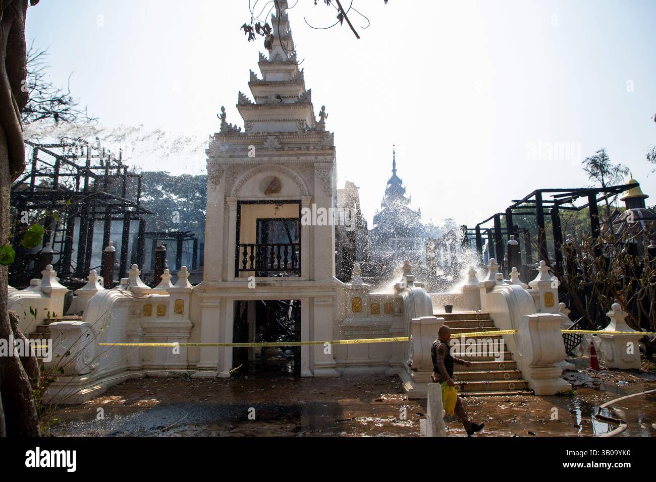 Chiang Mai, Thailand. 23rd Apr, 2025. A police officer is seen at the ...