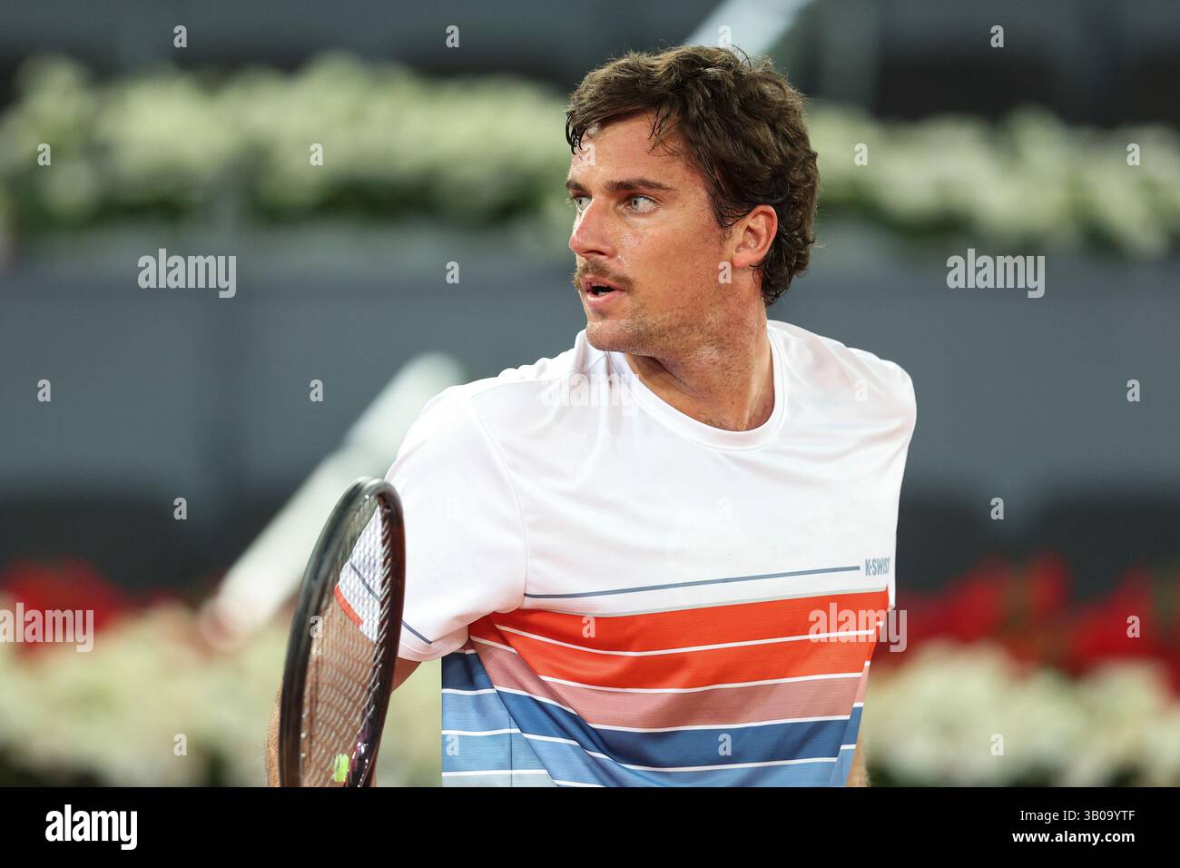 Borna Gojo of Croatia gestures against Gael Monfils of France during ...
