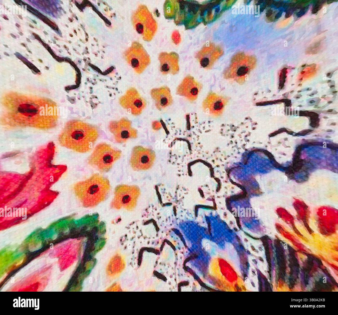 A vibrant explosion of colors and abstract shapes, featuring swirling ...