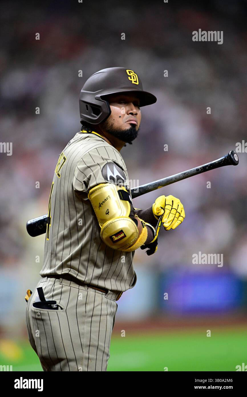 San Diego Padres first base Luis Arraez (4) in the third inning during ...