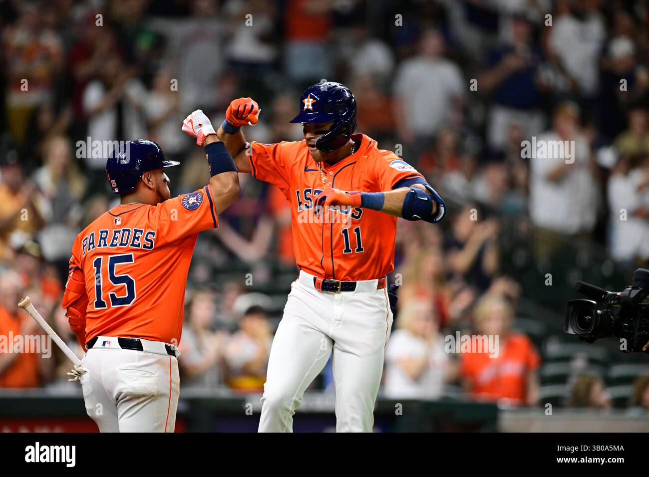 Houston Astros right fielder Cam Smith (11) celebrates a 361-foot solo ...