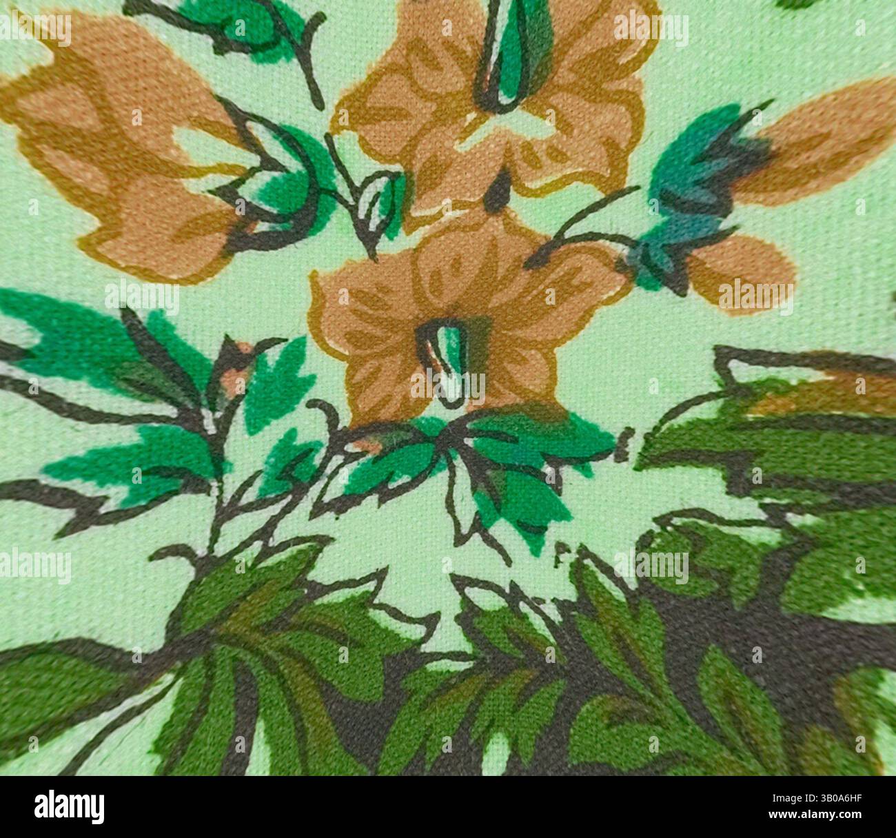 A vibrant floral pattern featuring stylized flowers in warm shades of ...