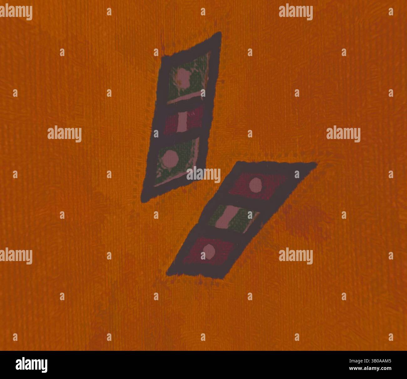 Two stylized, abstract shapes featuring intricate patterns and ...