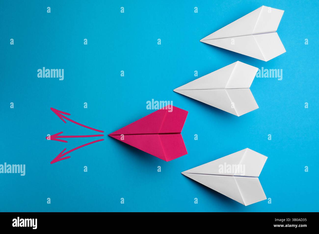 Guide. Arrows pointing in different directions in front of crimson ...