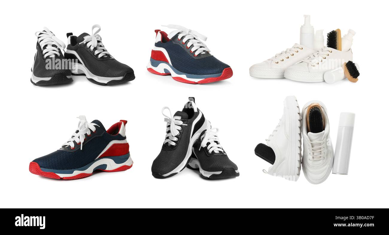 Different men's shoes isolated on white, collage Stock Photo - Alamy
