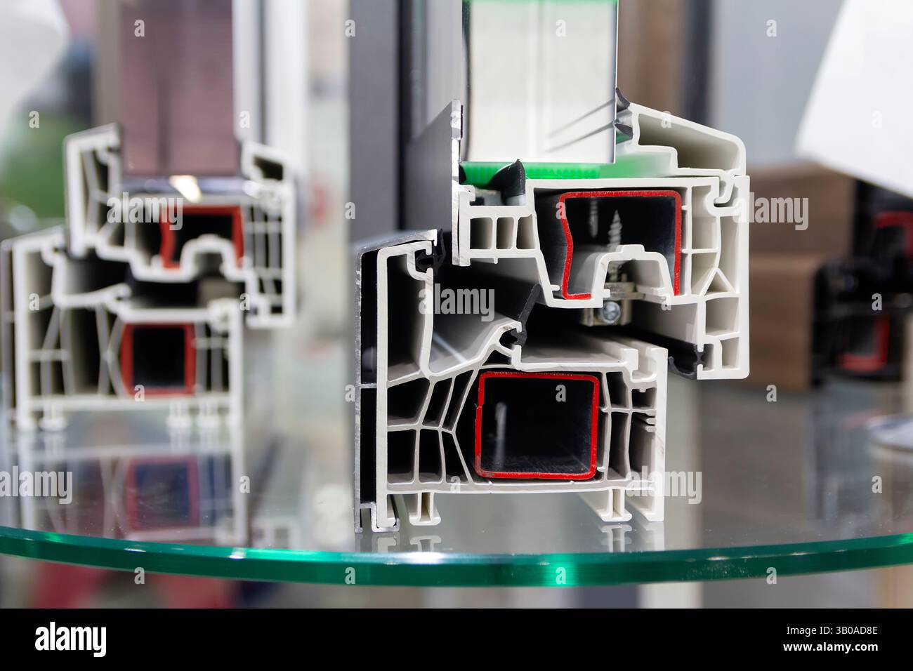 PVC window frame in section close-up. Construction industry Stock Photo ...
