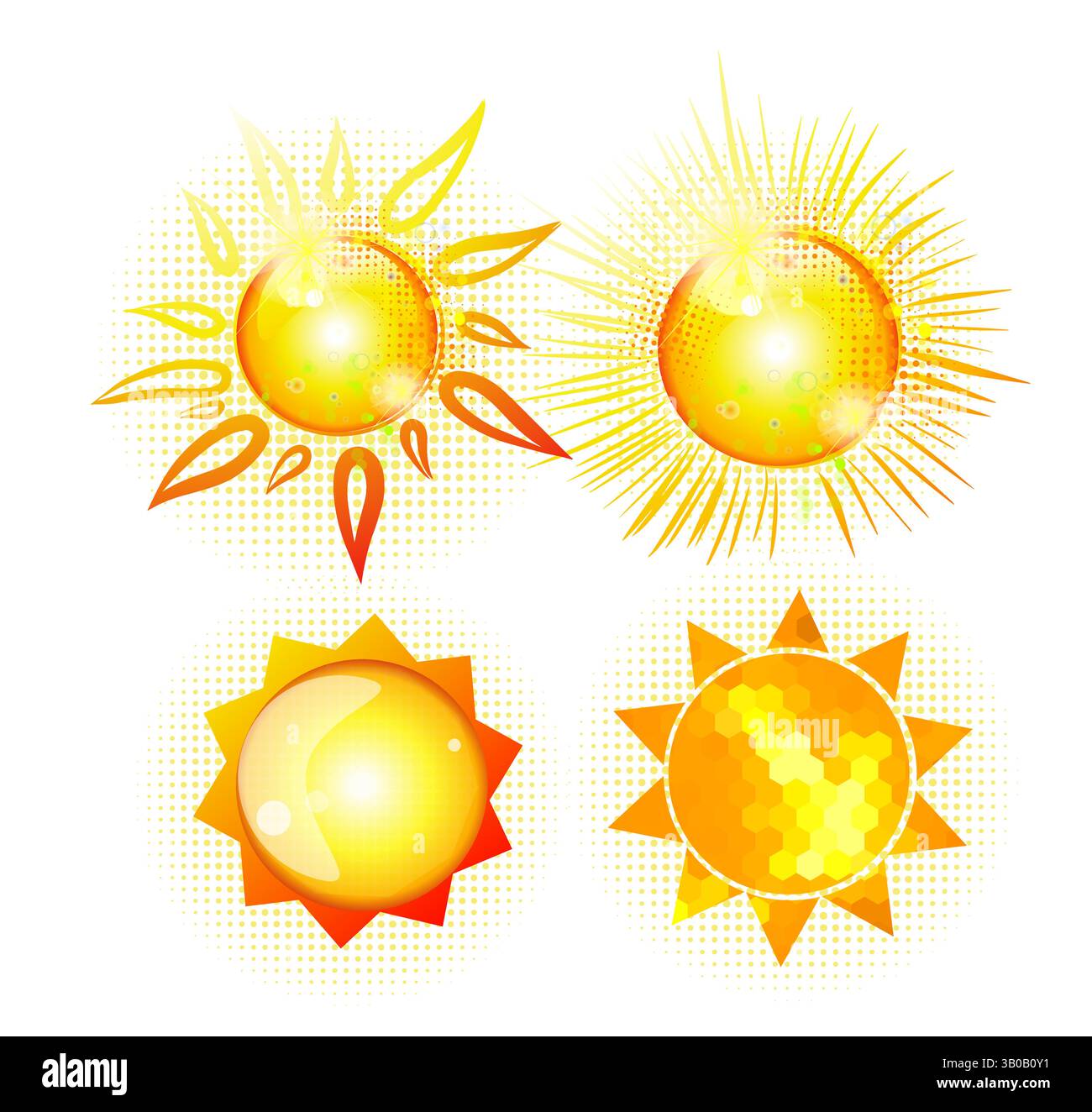 The sun brilliant objects are beautiful. hand drawn. Not AI, Vector ...